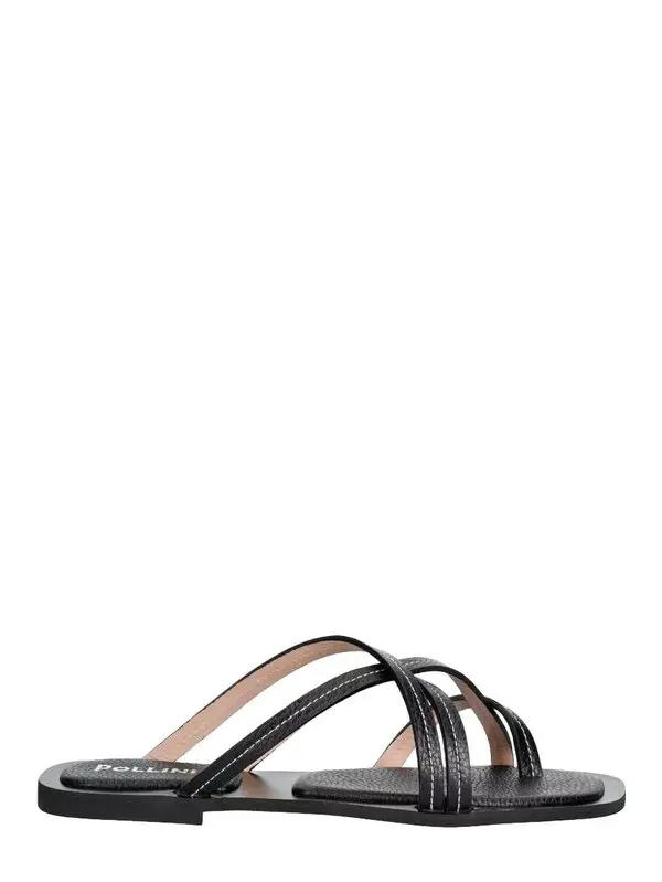 POLLINI Strappy Contrast-stitch Sandals - Black