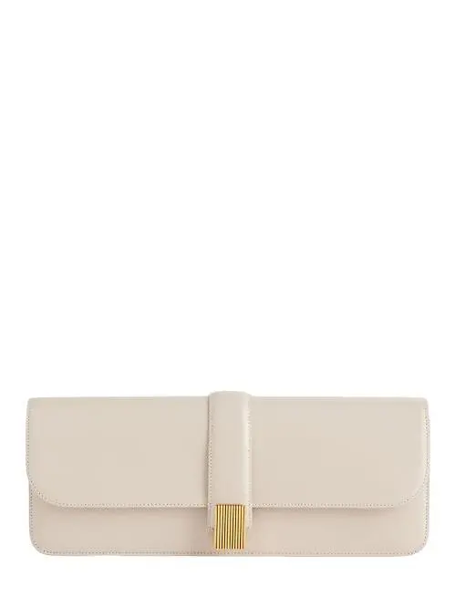 Khaite Blake Leather Clutch With Hardware Clasp - Burro
