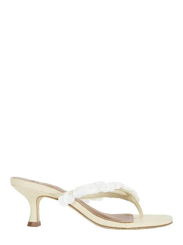 Staud Freja Embellished Kitten Heel Sandals - Cream