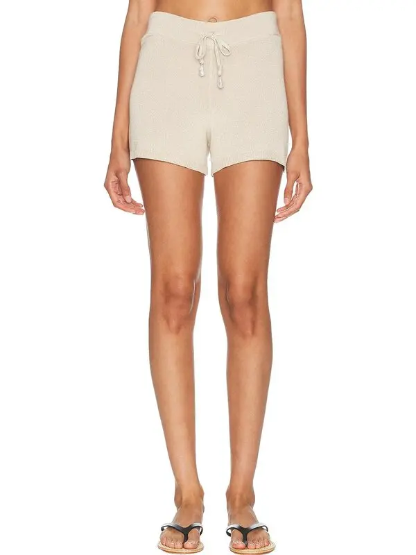LA PORTE Sofia Knit Short In Metallic Neutral - Champagne