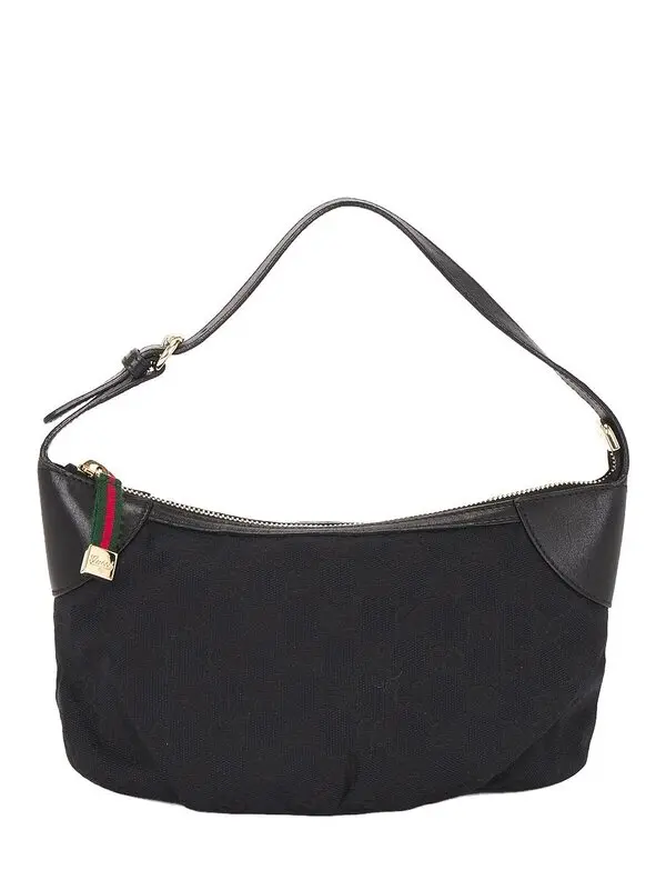 Gucci Princy Pochette Shoulder Bag In Gg Canvas - Black