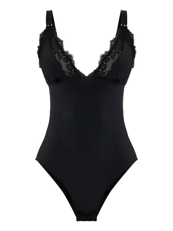 HEIST The Bridget Lace-trim Bodysuit - Black