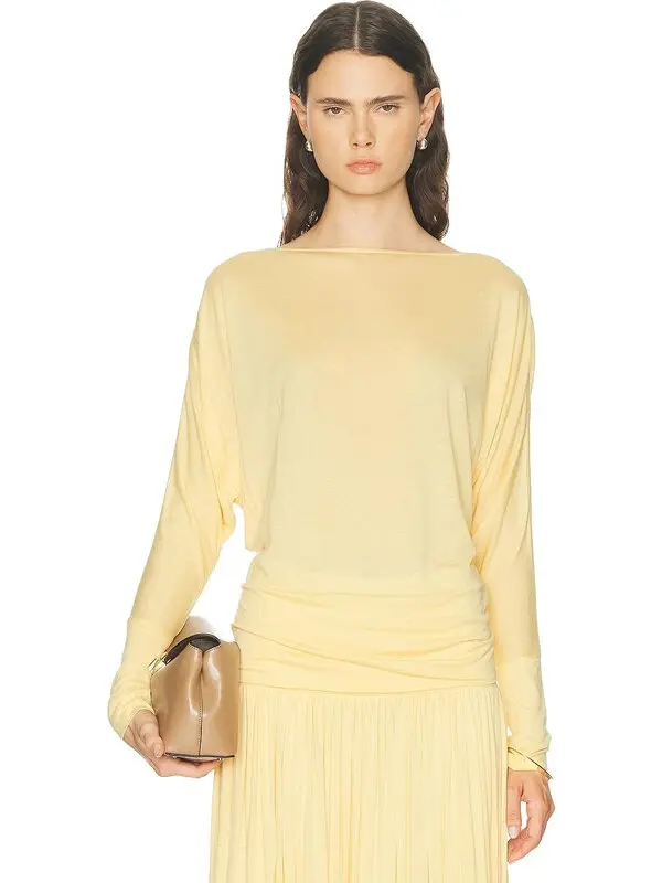 TOTEME Boatneck Jersey Top - Champagne