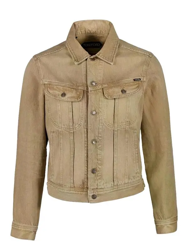 TOM FORD Washed Sand Cotton Denim Jacket - Neutrals