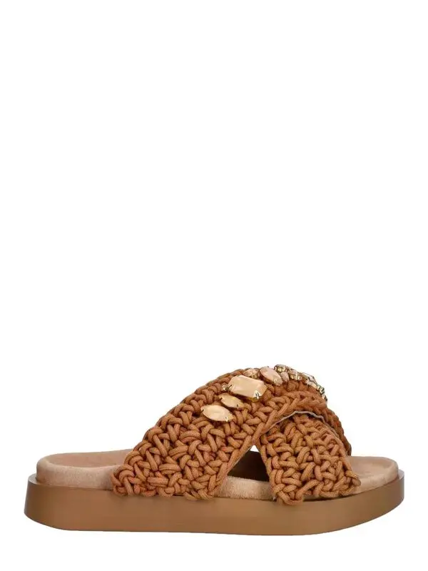 Inuikii Woven Crystal-embellished Sandals - Brown