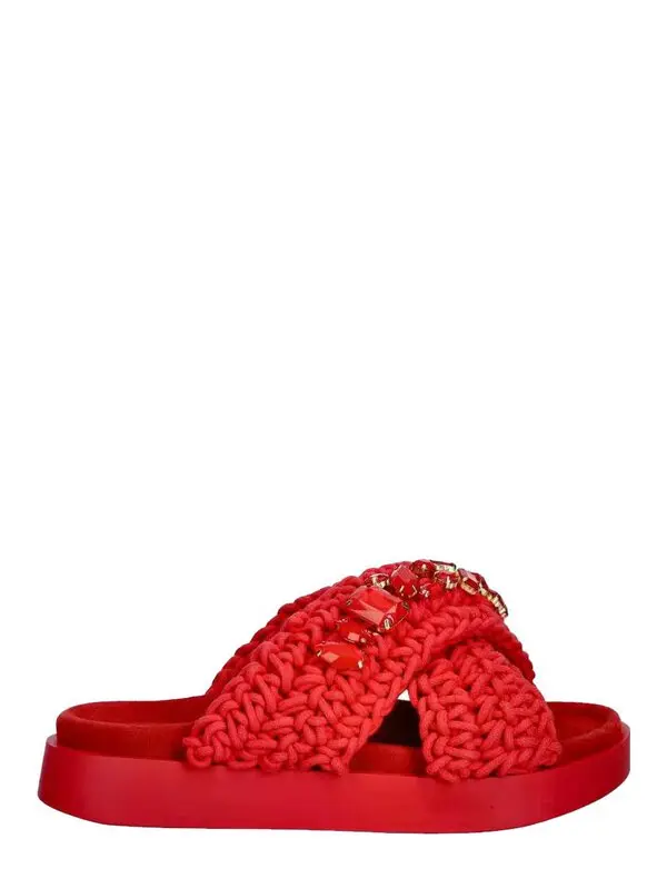 Inuikii Woven Crystal-embellished Sandals - Red