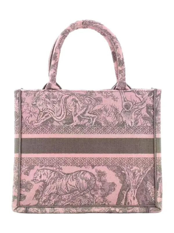 Dior Book Embroidered Canvas Small Tote Bag - Grey