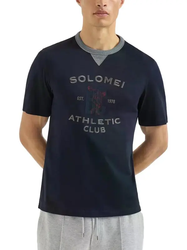 Brunello Cucinelli Cotton-jersey Crew-neck T-shirt With Print - Blue