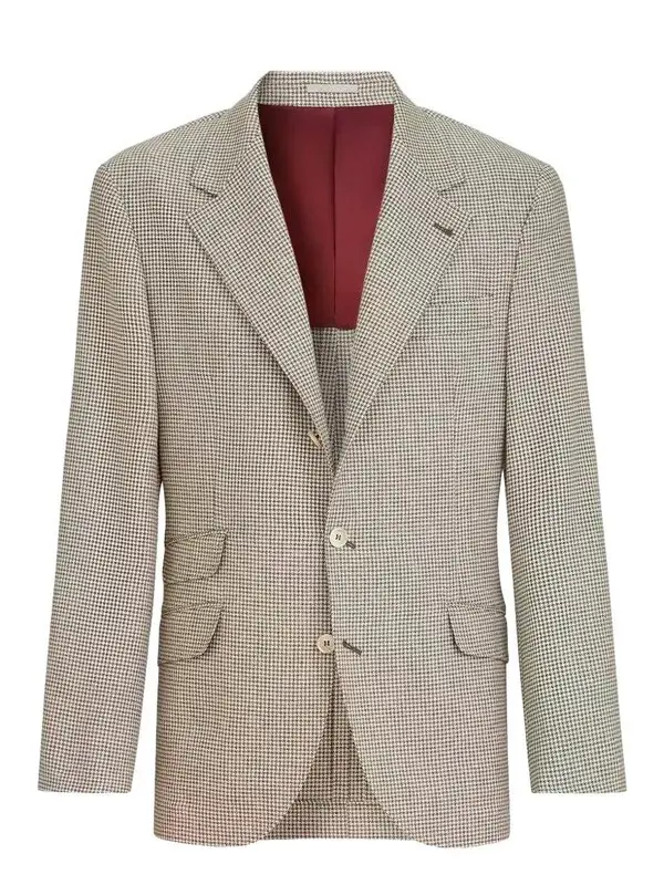 Brunello Cucinelli Wool, Alpaca And Silk Houndstooth Deconstructed Cavallo Blazer - Neutrals