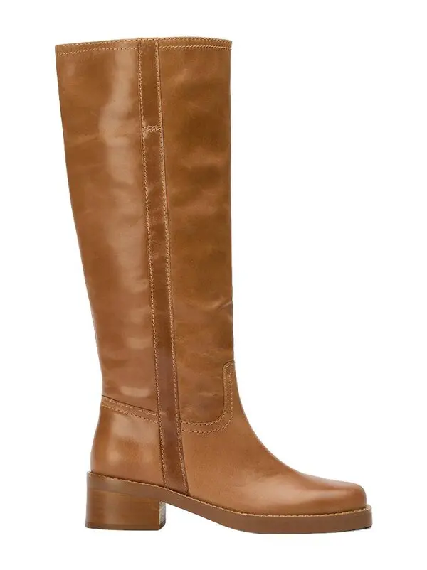 TONY BIANCO Toronto Knee-high Square Toe Leather Boots - Whiskey Wax