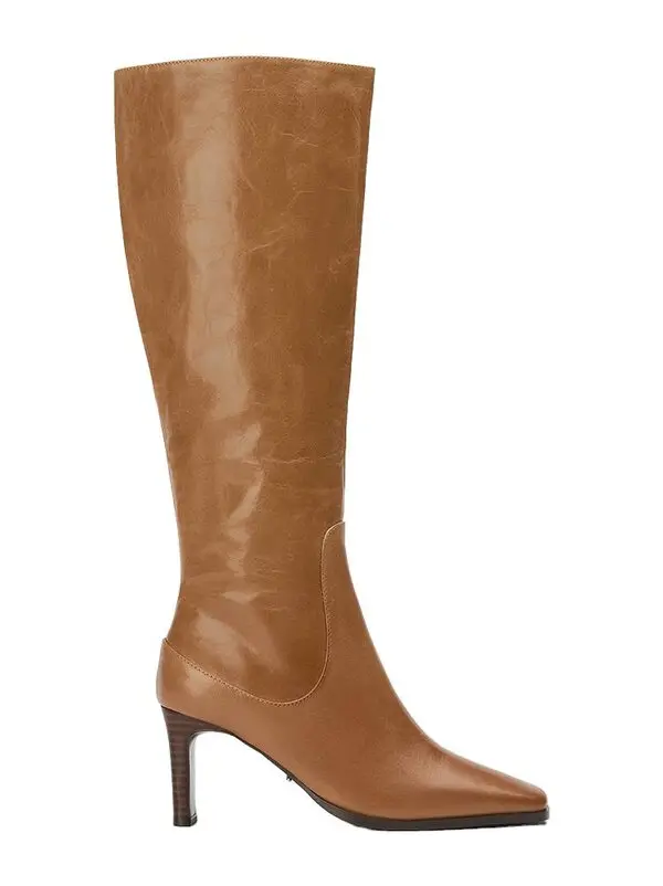 TONY BIANCO Rinetta Mid-calf Suede Zip-up Boots With Square Toe - Tan Vintage