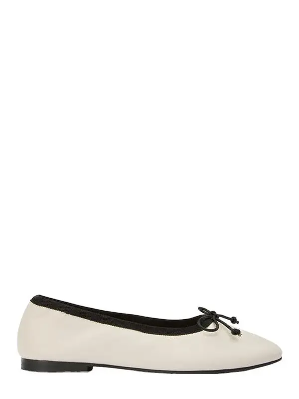 TONY BIANCO Ballet Flats With Drawstring Bow - Dove Nappa/black