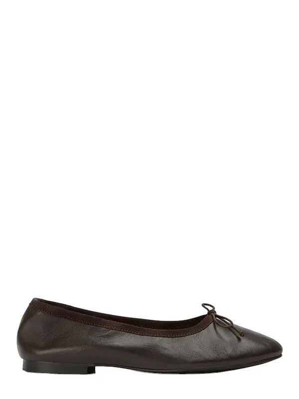 TONY BIANCO Chelsea Ballerina Flat With Bow Detailing - Chocolate Nappa