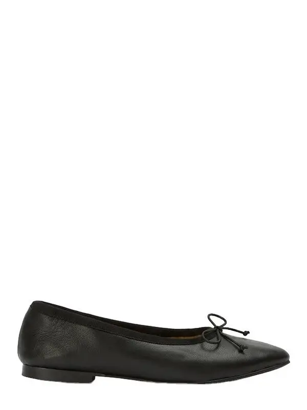 TONY BIANCO Chelsea Ballet Flats With Drawstring Bow - Black Nappa