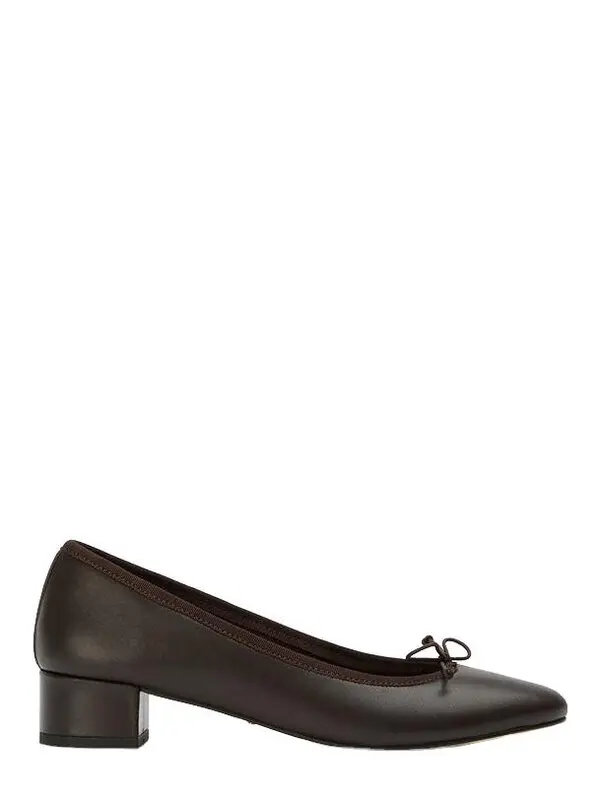 TONY BIANCO Maddi Leather Ballet Flat With Block Heel - Chocolate Nappa