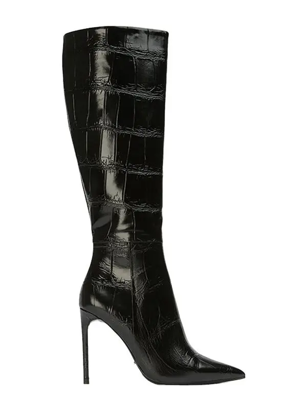 TONY BIANCO Apollo Knee-high Stiletto Boots - Black Croco