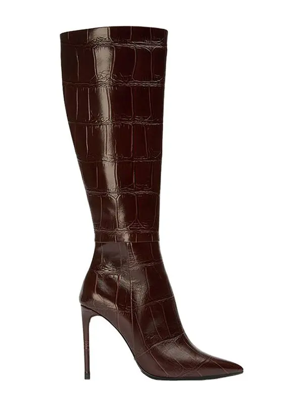 TONY BIANCO Apollo Knee-high Stiletto Boots - Vino Croco