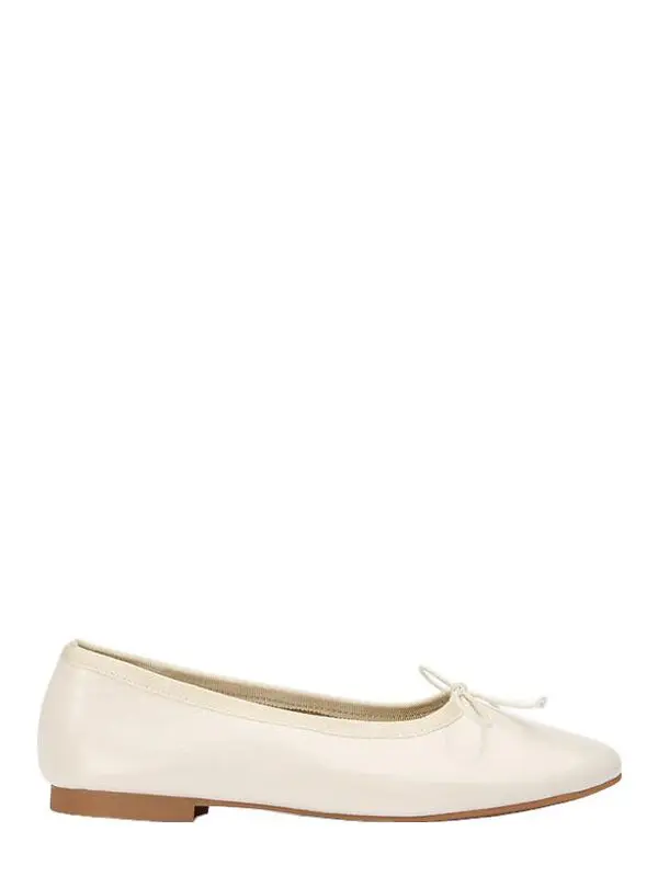 TONY BIANCO Patent Leather Ballet Flats With Bow Detailing - Stone Nappa Patent
