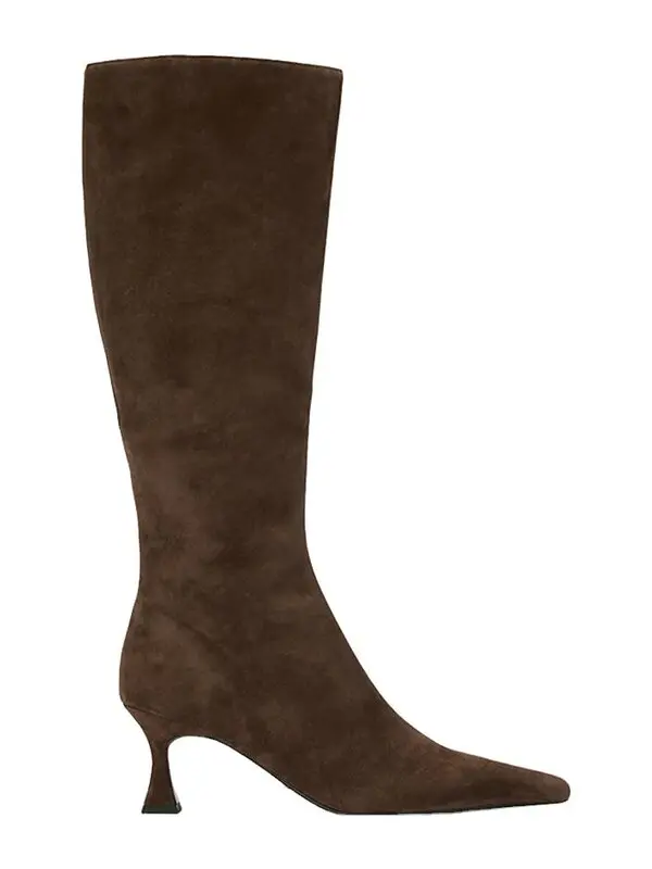 TONY BIANCO Jaq Suede Leather Knee-high Pointed Toe Boots With Inner Zip - Espresso Suede