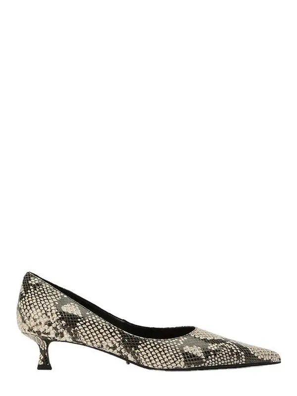 TONY BIANCO Cameo Leather Court Heels With Kitten Heel - Ecru Snake