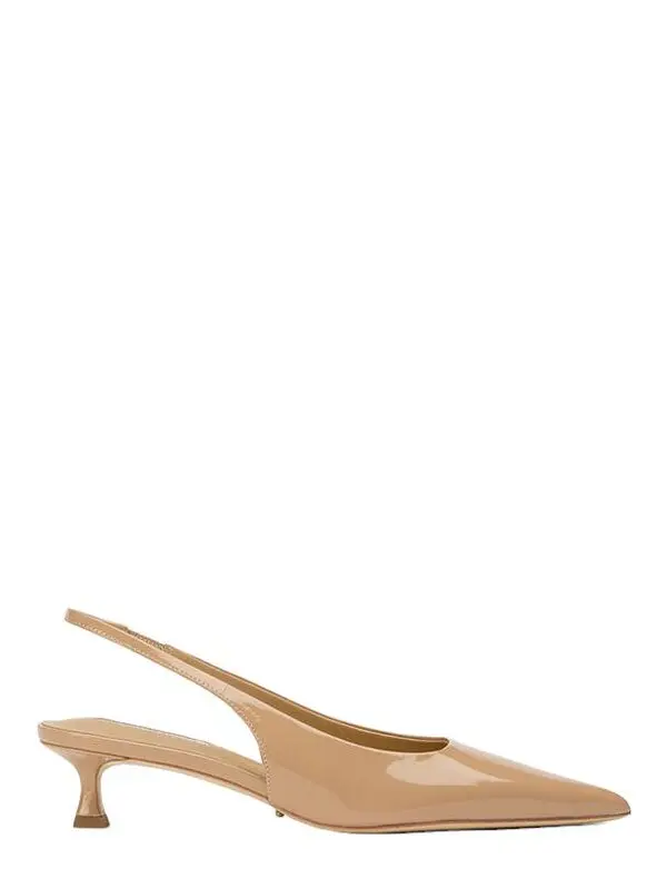 TONY BIANCO Catie Patent Leather Slingback Kitten Heel Pumps - Nude Patent