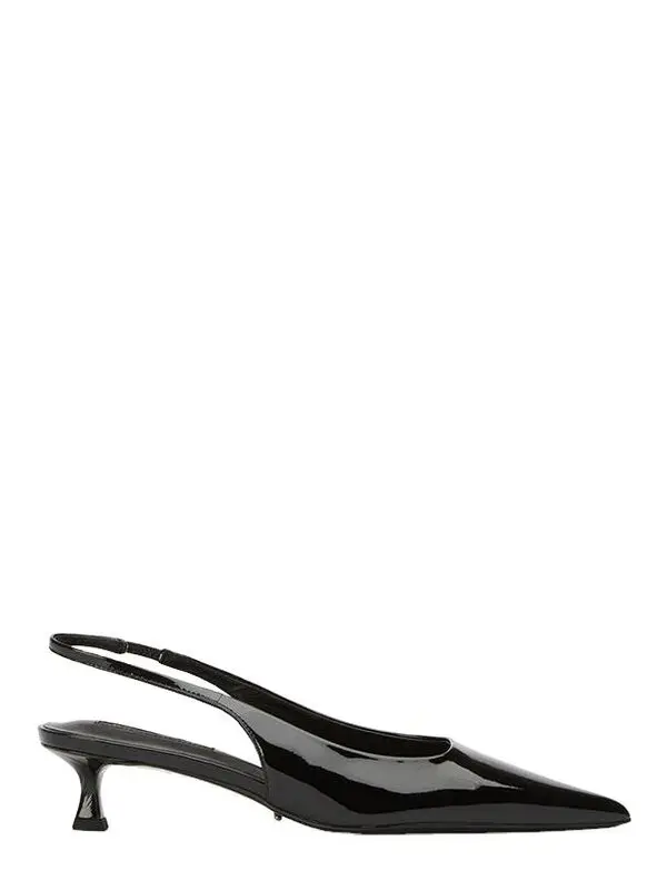 TONY BIANCO Catie Patent Leather Slingback Kitten Heels - Black Patent