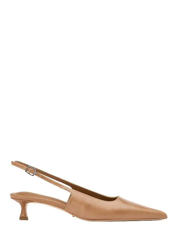 TONY BIANCO Crush" Leather Slingback Kitten Heel - Tan Vintage