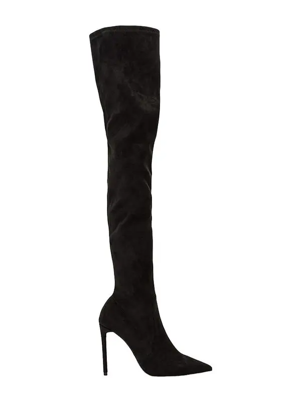 TONY BIANCO Avah Thigh-high Stiletto Boots - Black Stretch Suede