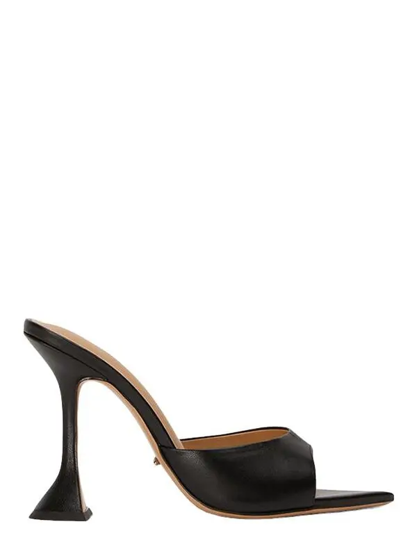 TONY BIANCO Marcel Pointed Toe Hourglass Heel Mules - Black Nappa