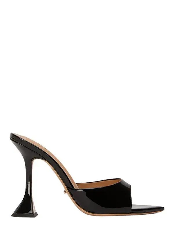 TONY BIANCO Marcel Open Pointed Toe High Heel Mules - Black Patent
