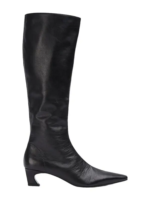 TONY BIANCO Mango Leather Pointed Toe Zip Up Boots - Black Venice