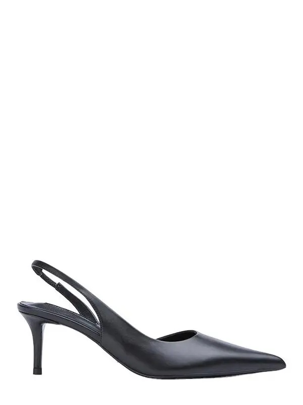 TONY BIANCO Darcy Pointed Toe Slingback Kitten Heel - Black Como