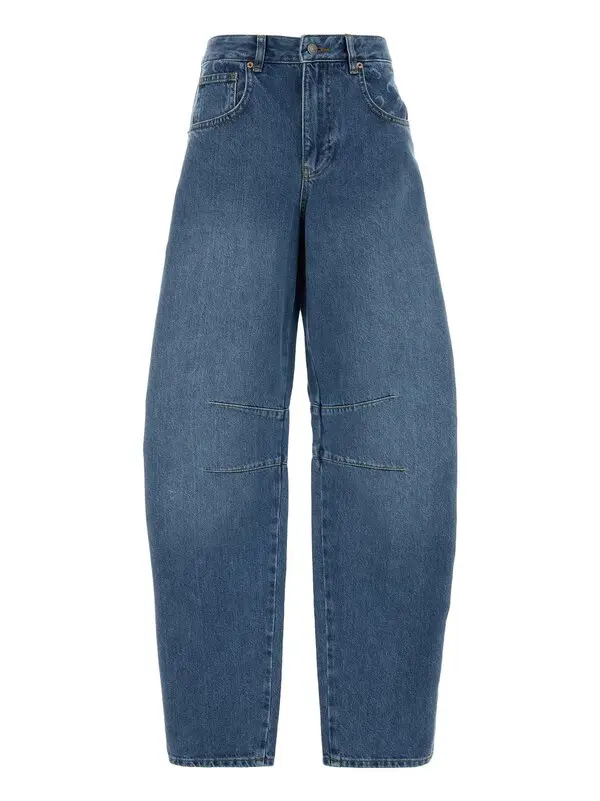 MARINE SERRE Denim Wide-leg Jeans With Moon Print - Blue