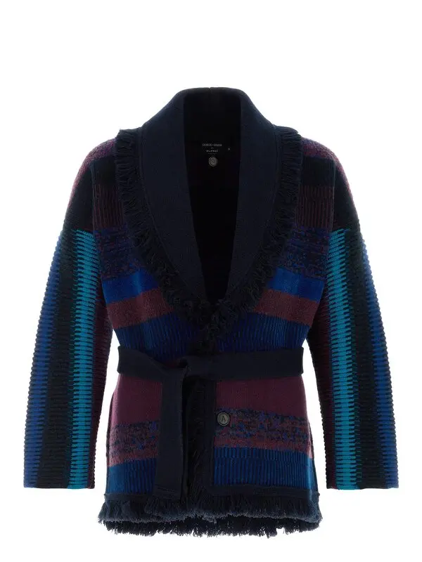 GIORGIO ARMANI X ALANUI Embroidered Cashmere Blend Cardigan - White