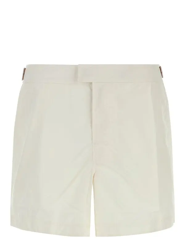 Zegna Nylon Swimming Shorts With Contrasting Adjustable Straps - White