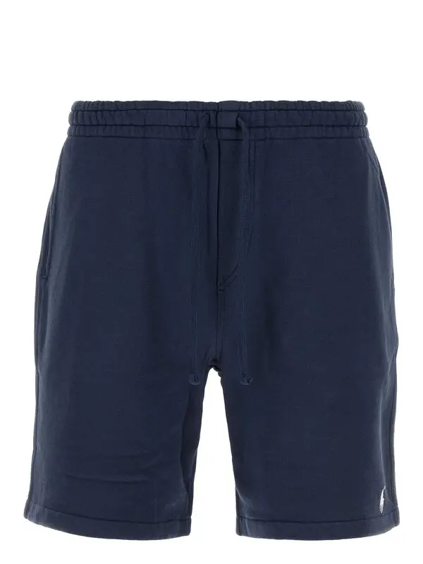 Polo Ralph Lauren Navy Cotton Blend Bermuda Shorts With Embroidered Logo - Blue