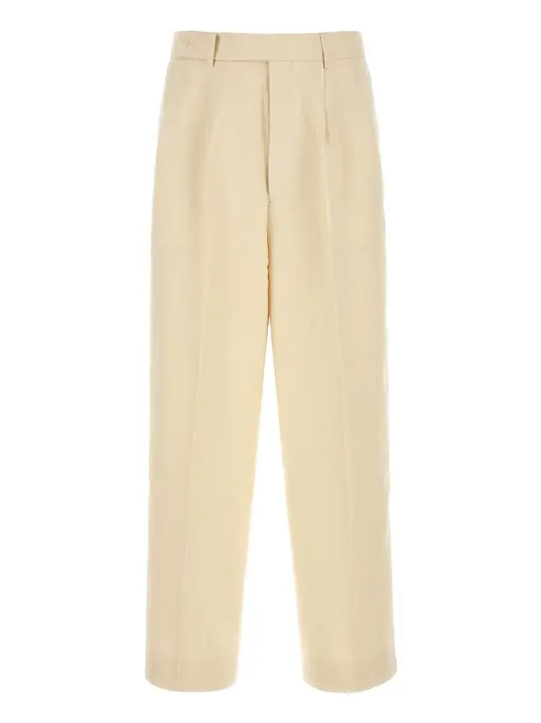 BODE Wide-leg Cream Viscose Blend Pants - Yellow