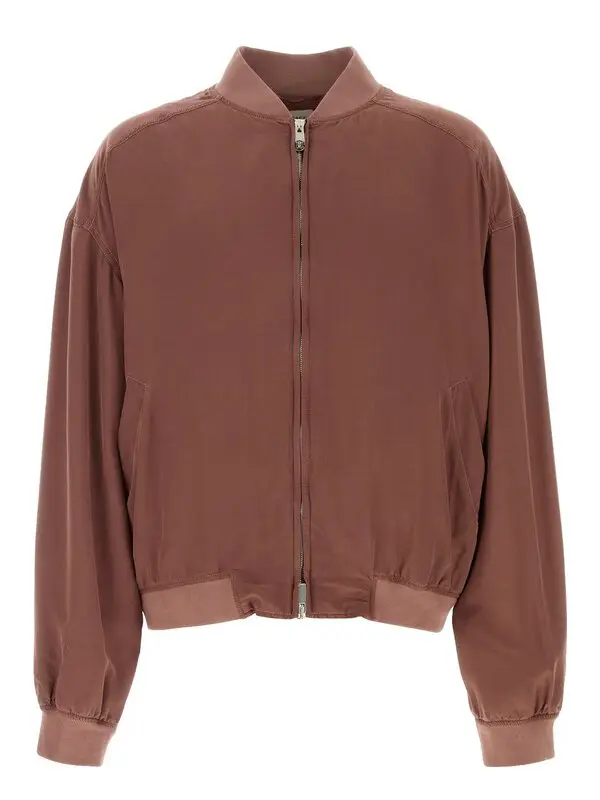 Versace Antiqued Silk Bomber Jacket - Pink