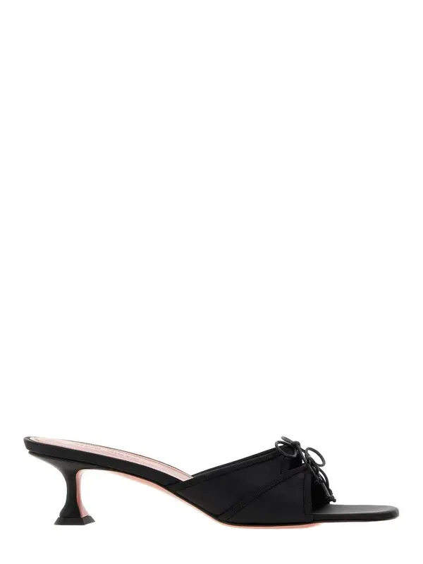 Amina Muaddi Satin Eleonora Mules - Black