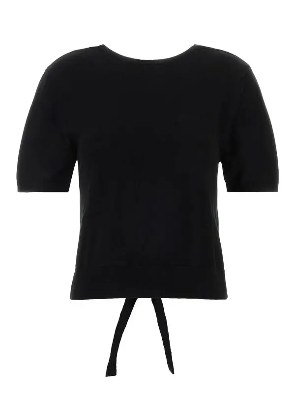 GANNI Cotton Top With Back Tie Detail - Black