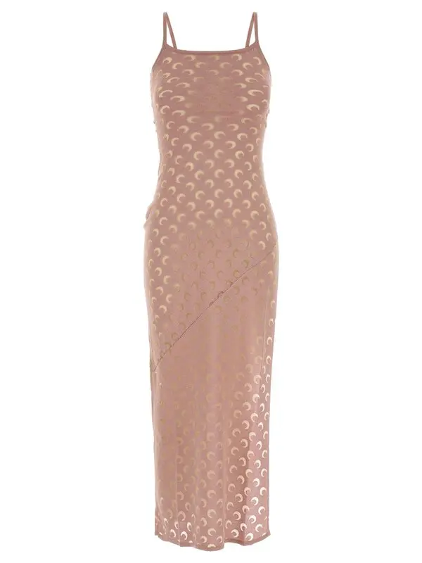 MARINE SERRE Embroidered Knit Dress - White