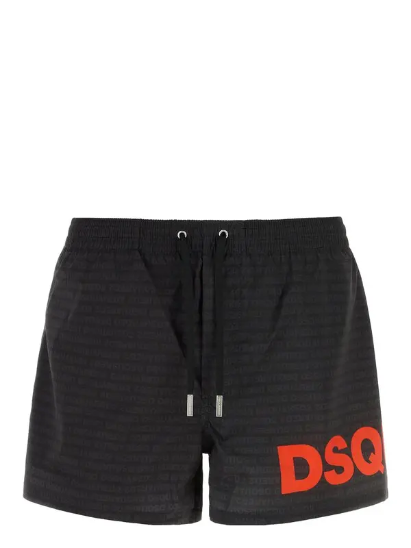Dsquared2 Printed Polyester Swimming Shorts - White