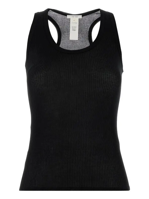 THE ROW Ribbed Cotton Tank Top - Black