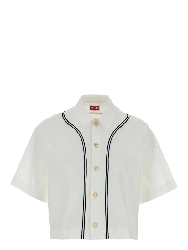 Kenzo Poplin Cropped Shirt - White