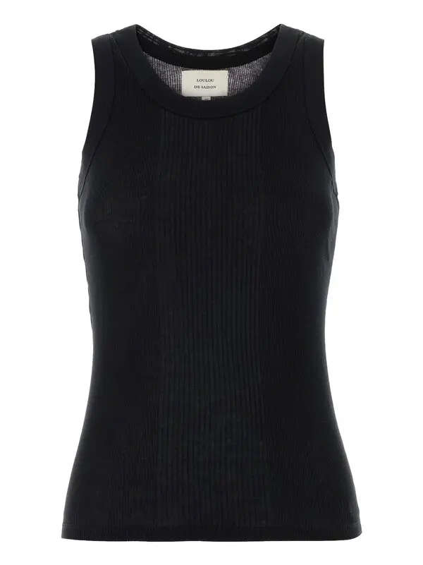 Loulou De Saison Ribbed Cotton Tank Top - Black