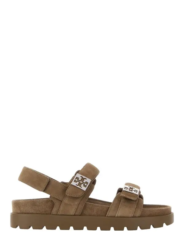 Tory Burch Suede Mellow Sandals With Logo Detail - Light Brown