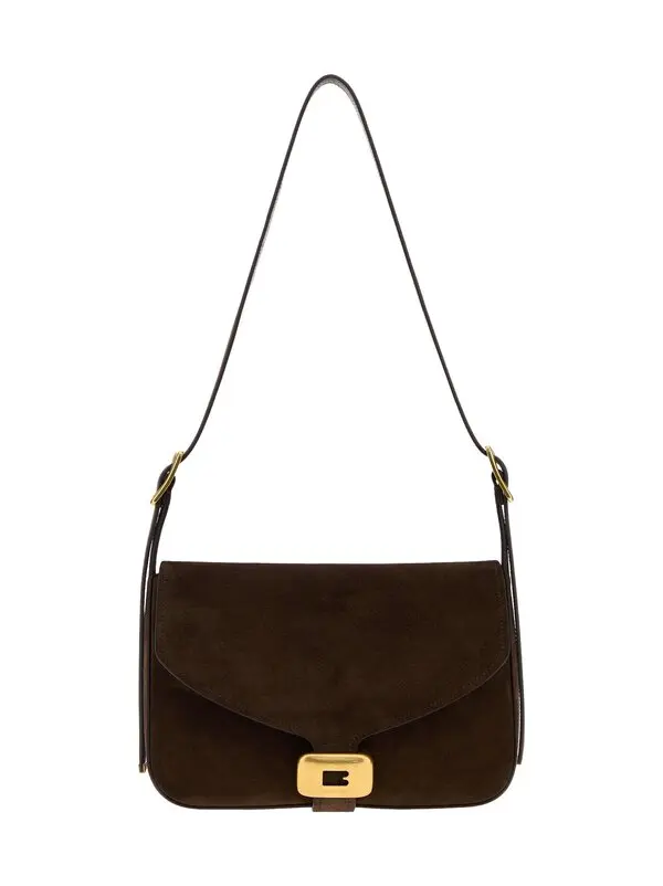 Balenciaga Dark Suede Shoulder Bag - Brown