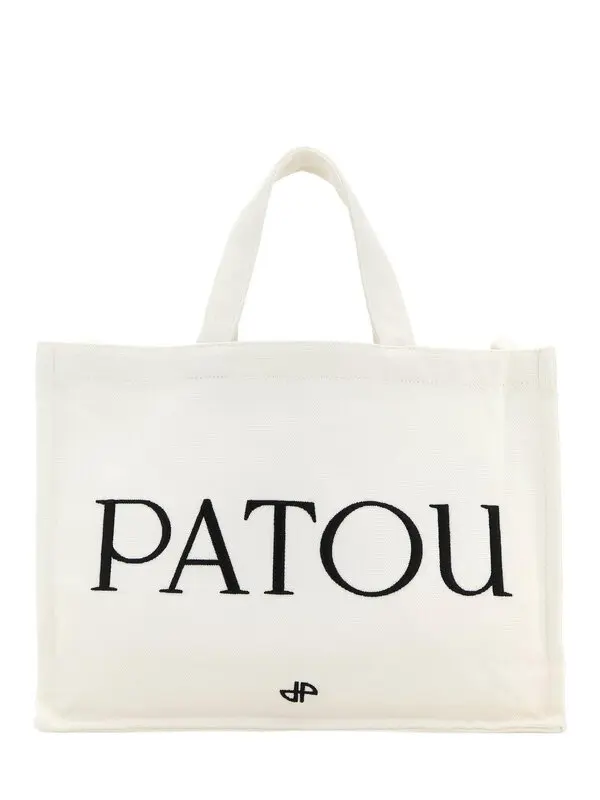 PATOU Canvas Shopping Bag With Embroidered Logo - White