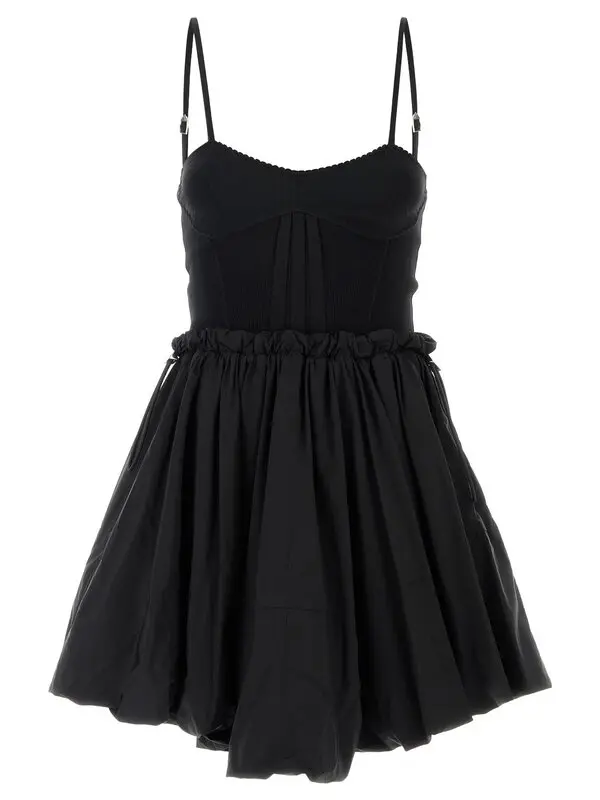 Attico Jersey And Taffeta Dress - Black