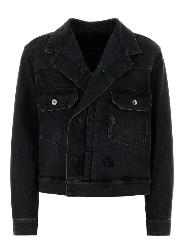 Sacai Denim Jacket With Classic Collar - Black